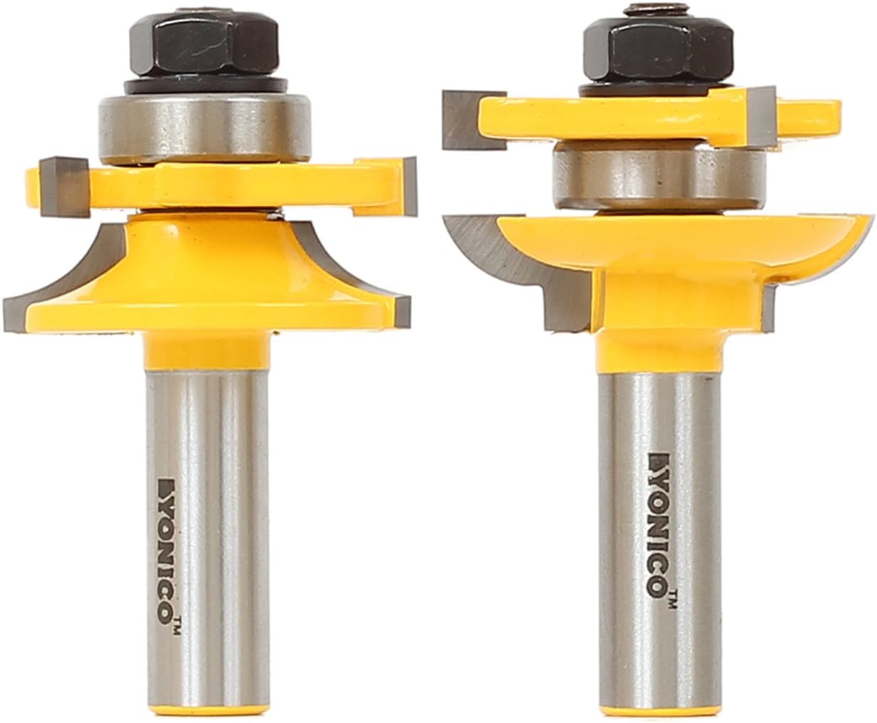YONICO Cabinet Door Rail and Stile Router Bits Set 2 Bit Round Over 1/2 ...