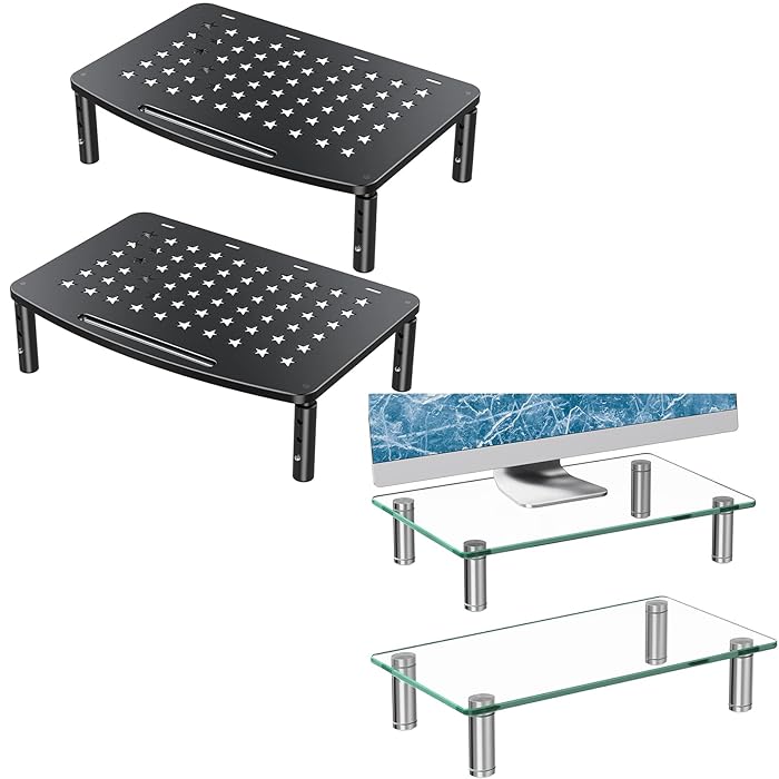 Buy Zimilar 2 Pack Metal Monitor Stands Risers, 3 Height Adjustable ...