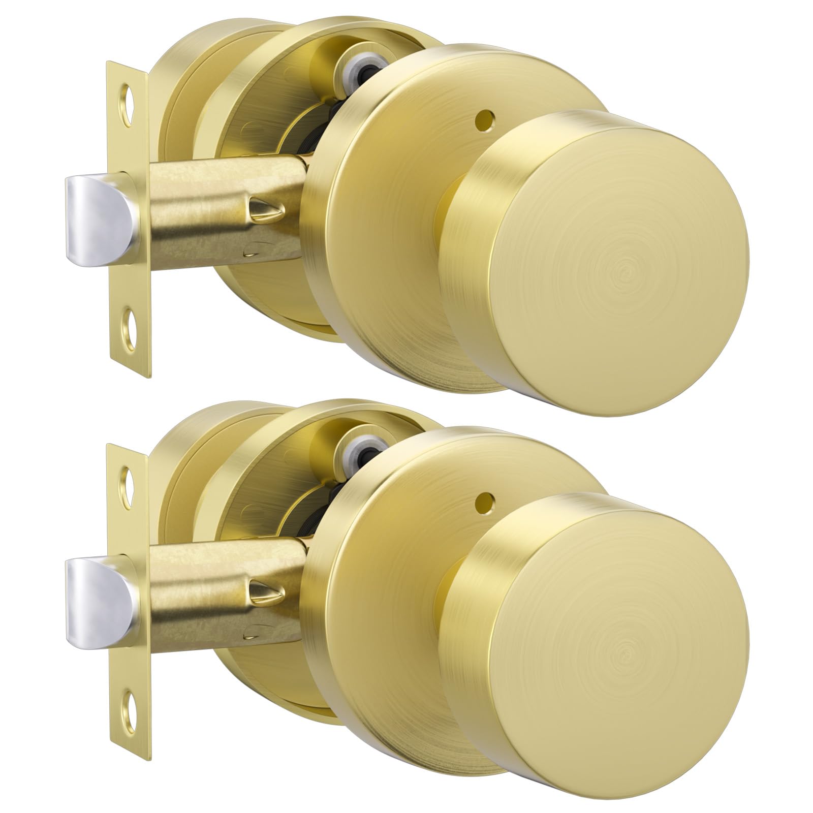 Haidms Gold Interior Door Knob, Brushed Brass Privacy Door Knob ...