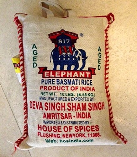 Amazon.com : 817 Elephant Pure Indian Basmati Rice 10 Lbs : Basmati ...