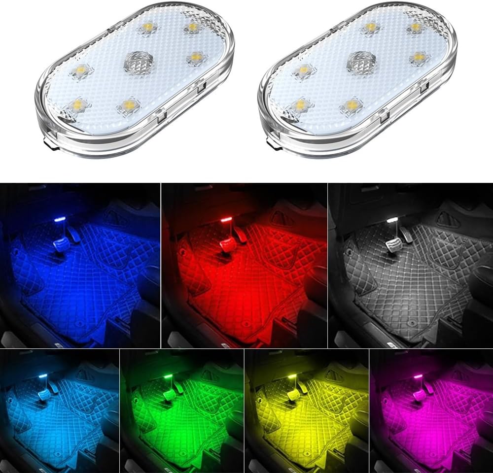 Amazon.com: Wireless Car LED Lights Interior, 2Pcs 7 Colors Magnetic ...