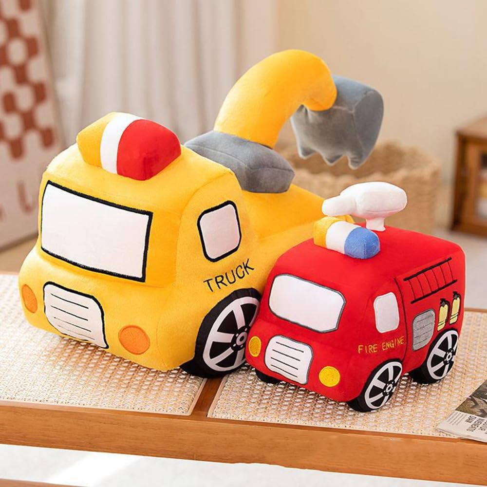 Snapklik.com : XIYUAN Red School Bus Plush Toy Car Cute Cartoon Pillow ...
