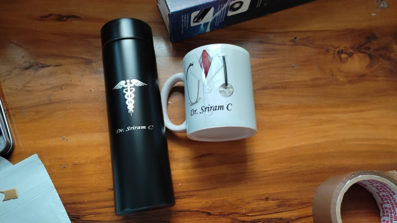 Buy SAVRI Personalized Doctor's Drinkware Combo:Temp Black Bottle with Doctor Logo & Doc Theme ...