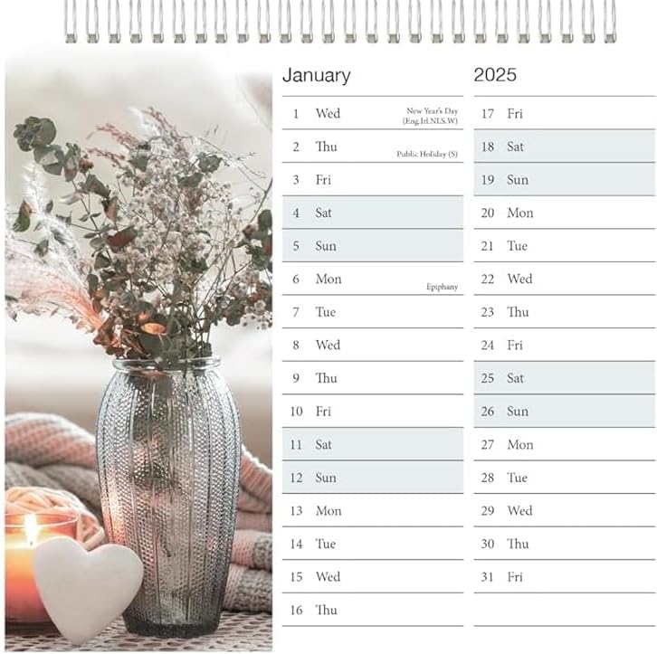 2025 Desktop Calendar Planner Flowers Design Full Year Month To View ...