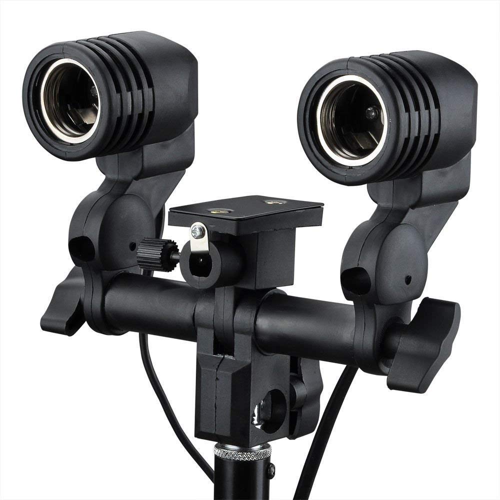 SHOPEE E27 Double Light Socket with Light Stand Swivel Mount & Umbrella ...