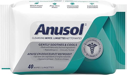 Anusol Cleansing, Hypoallergenic, Cooling Flushable Wipes, 40 Count ...