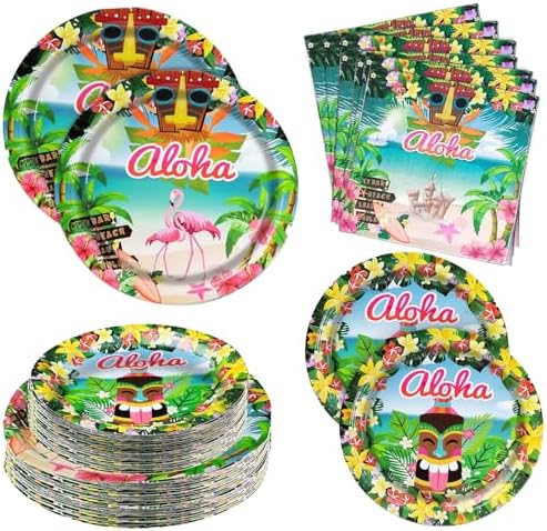 Amazon.com: Fancy Land Pool Party Plates Summer Beach Paper Plate for ...