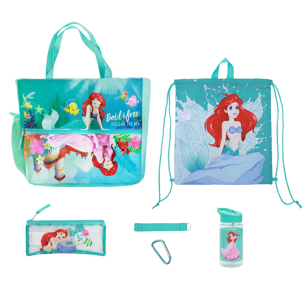 Amazon.com | Disney The Little Mermaid 5-Piece Youth Beach Tote Set ...