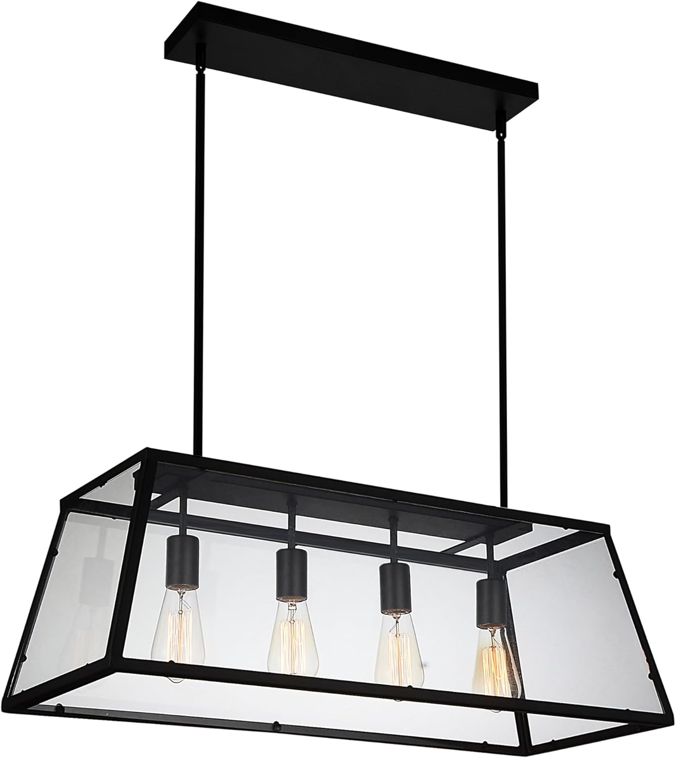 CWI Lighting 31" Black Chandelier for Dining Room, Farmhouse – 4-Light ...