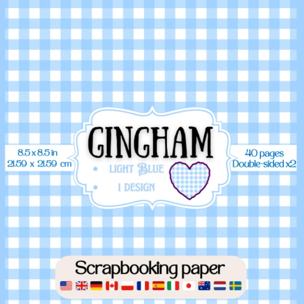 Light Blue Gingham Scrapbook Paper: Double sided light blue gingham ...