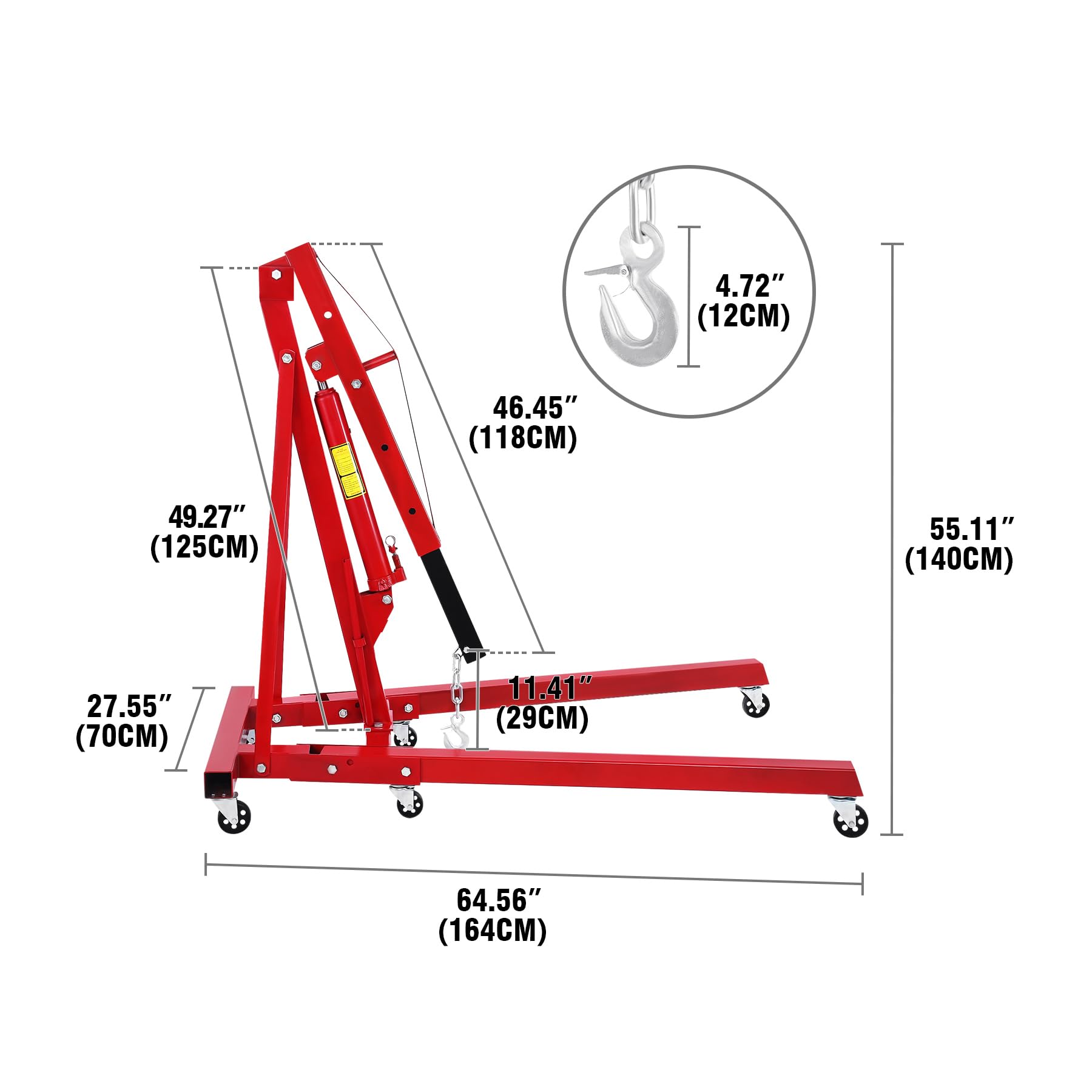 FEWENi 2 Tons Engine Hoist, Heavy Duty Folding Hydraulic Crane, Cherry ...