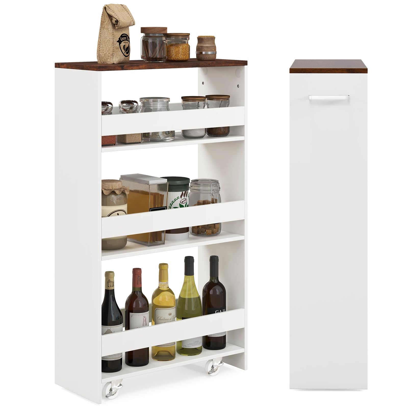 Loko 4 Tier Rolling Storage Cart 8 Slim Kitchen Cart | Desertcart INDIA