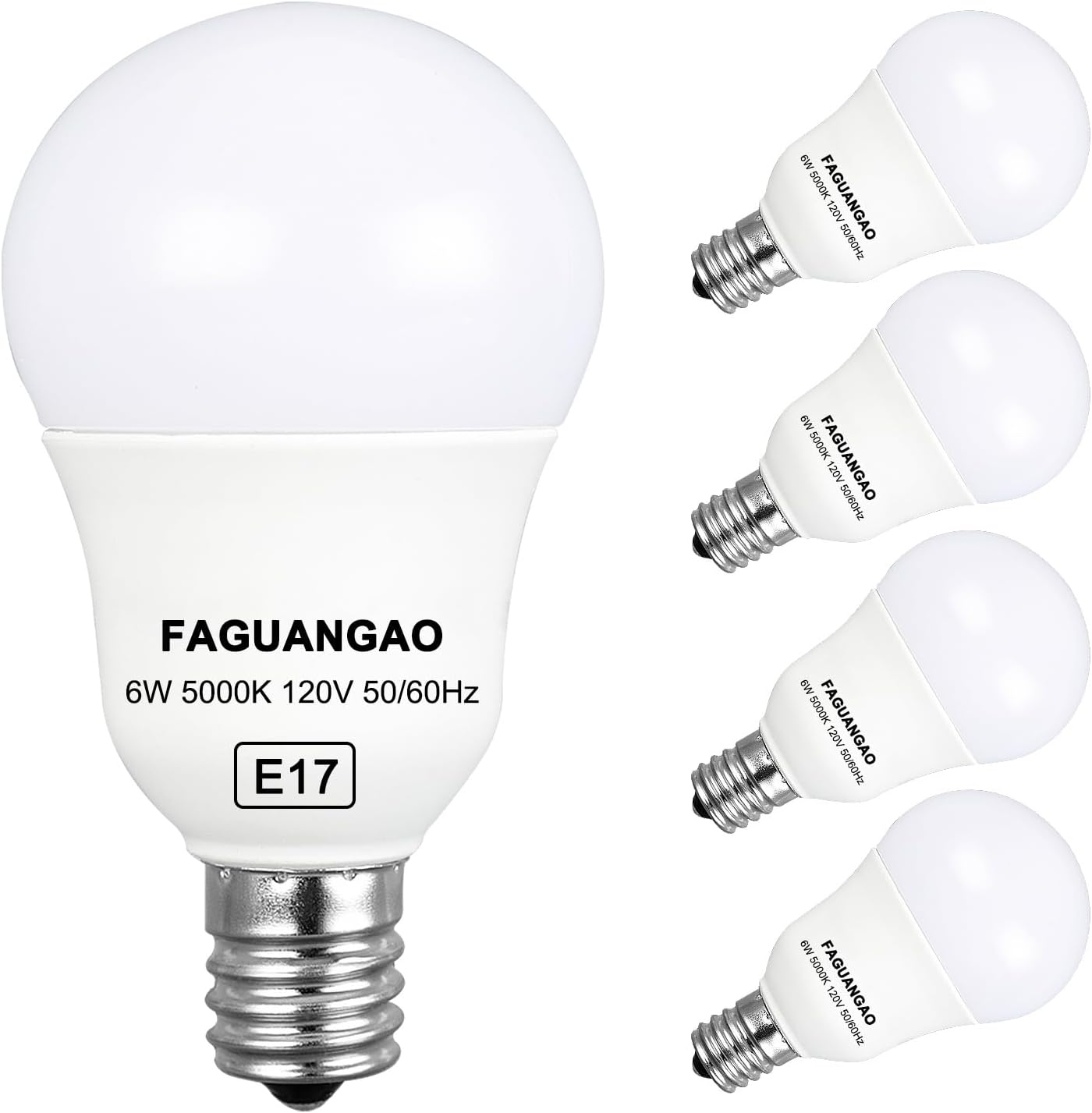 Ganiude E17 Intermediate Base LED Bulbs, 6W (60-Watt Equivalent) G14 ...