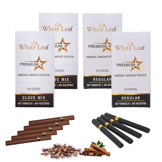 White Leaf Premium Herbal Smokes Cigarettes - Tobacco and Nicotine Free ...