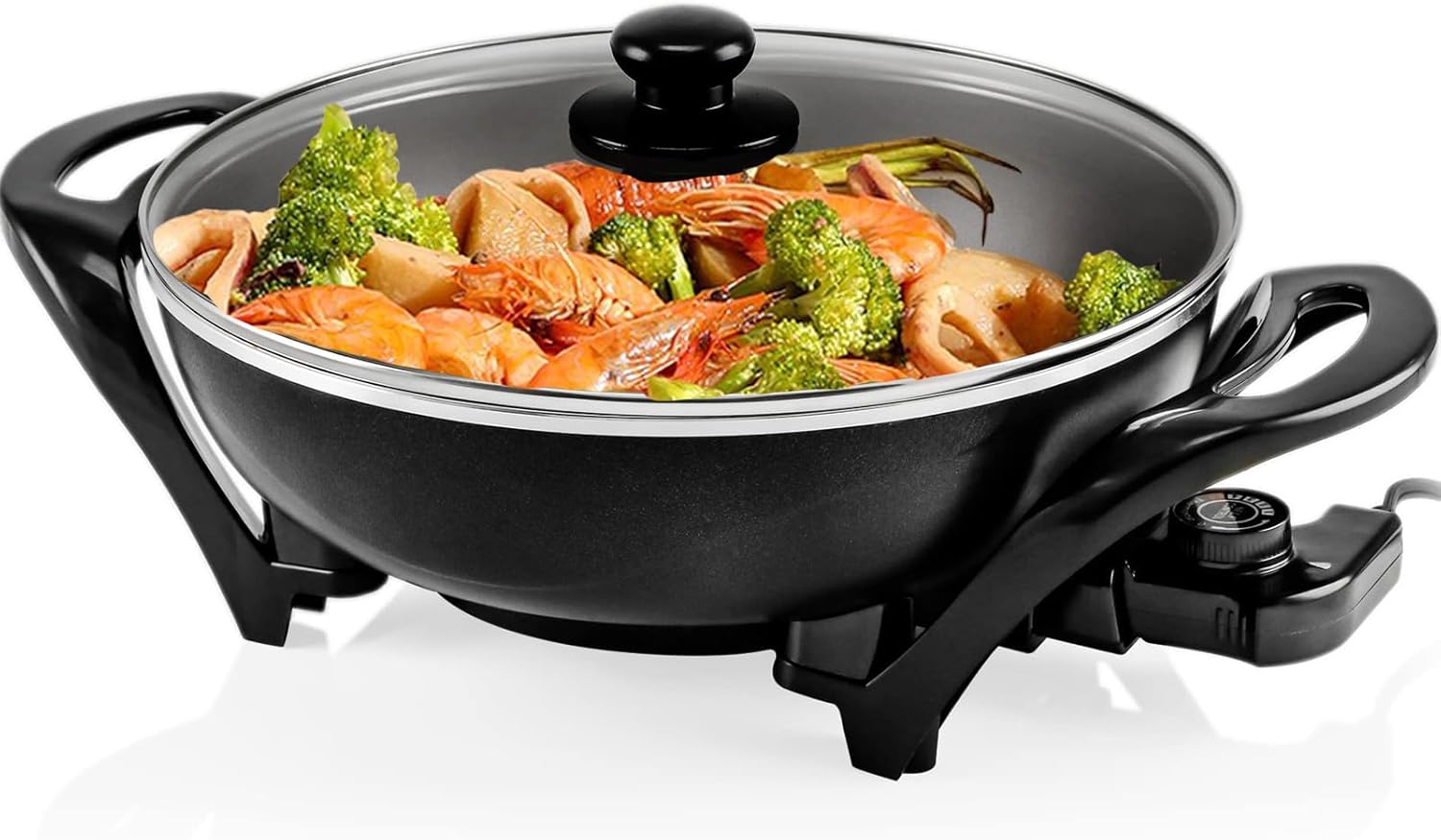 Amazon.com: Electric Wok With Lid Nonstick - Electric Skillet Serves ...