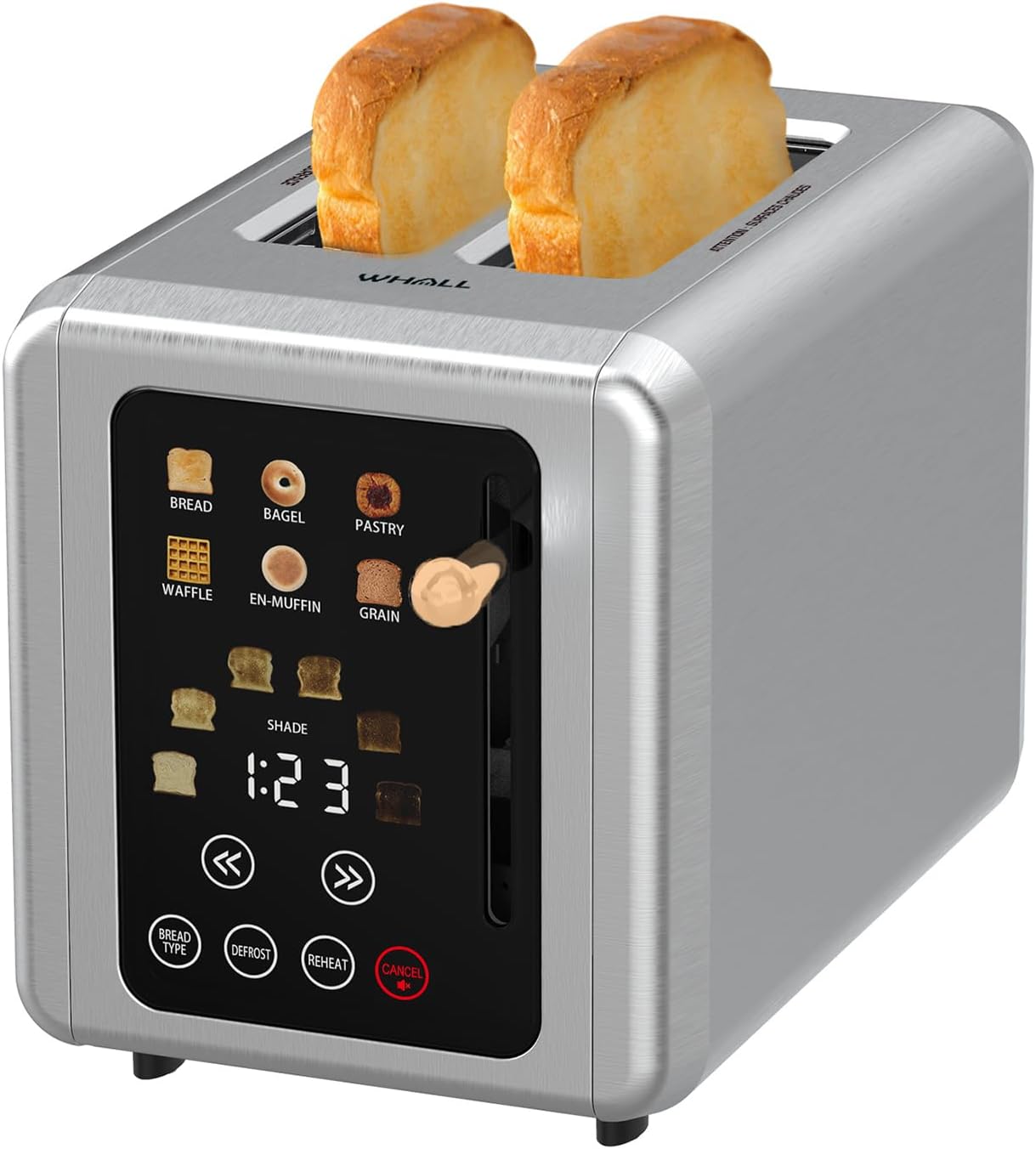 Amazon.com: WHALL Touch Screen Toaster 2 slice, Stainless Steel Digital ...