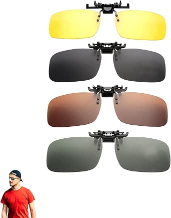 4PCS Clip on Sunglasses Over Prescription Glasses, Polarized Clip on ...