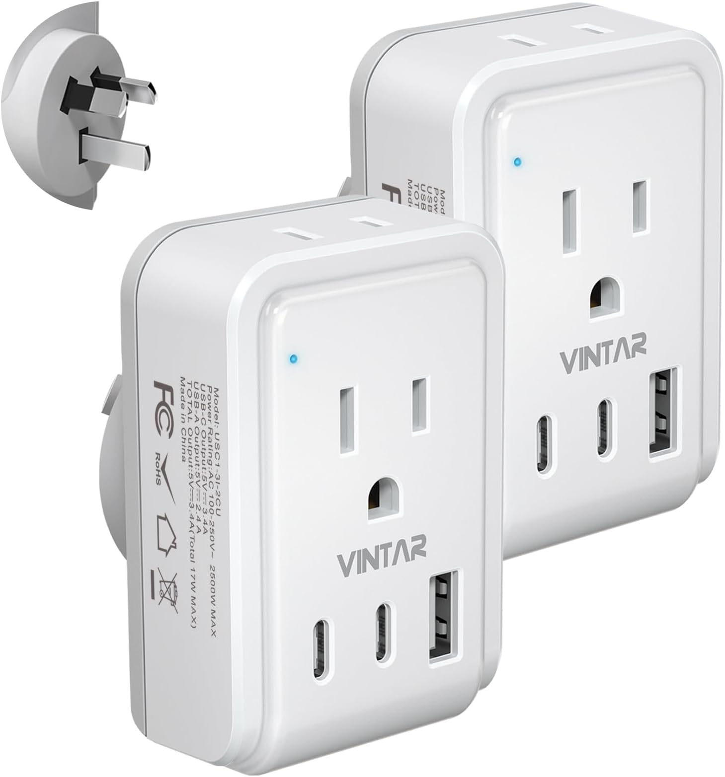 [2-Pack] Australia New Zealand Power Adapter, VINTAR Canada to ...