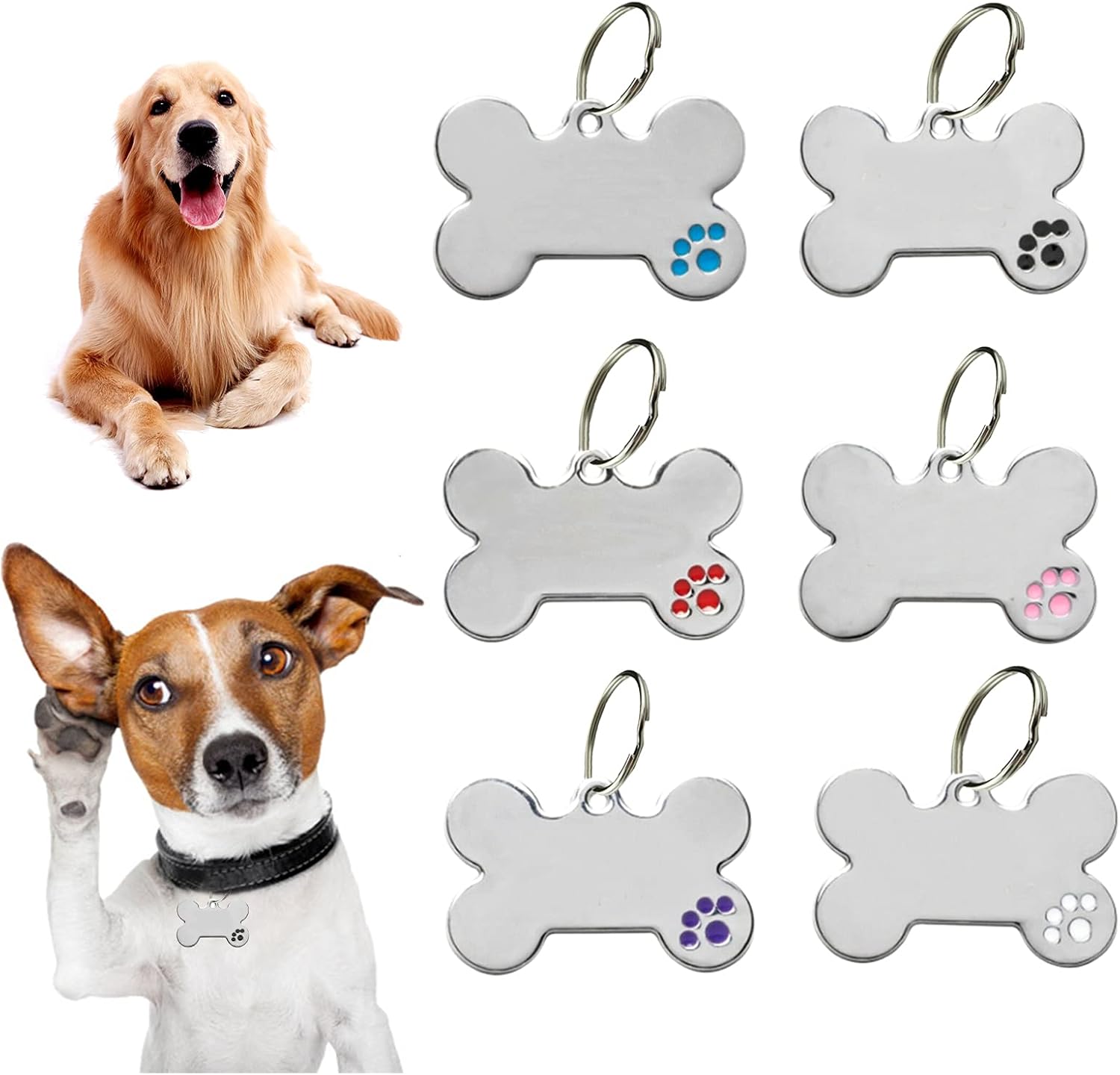 Fyfjur Dog Tags, Bone ID Tag for Dog, Engraved Bone Shaped Pet ID Dog ...