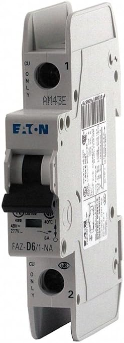 Eaton FAZ-C6/1-NA-SP 6A, 1P, 277/480VAC, 48VDC, 10 kAIC, C-Curve, UL489 - Amazon.com