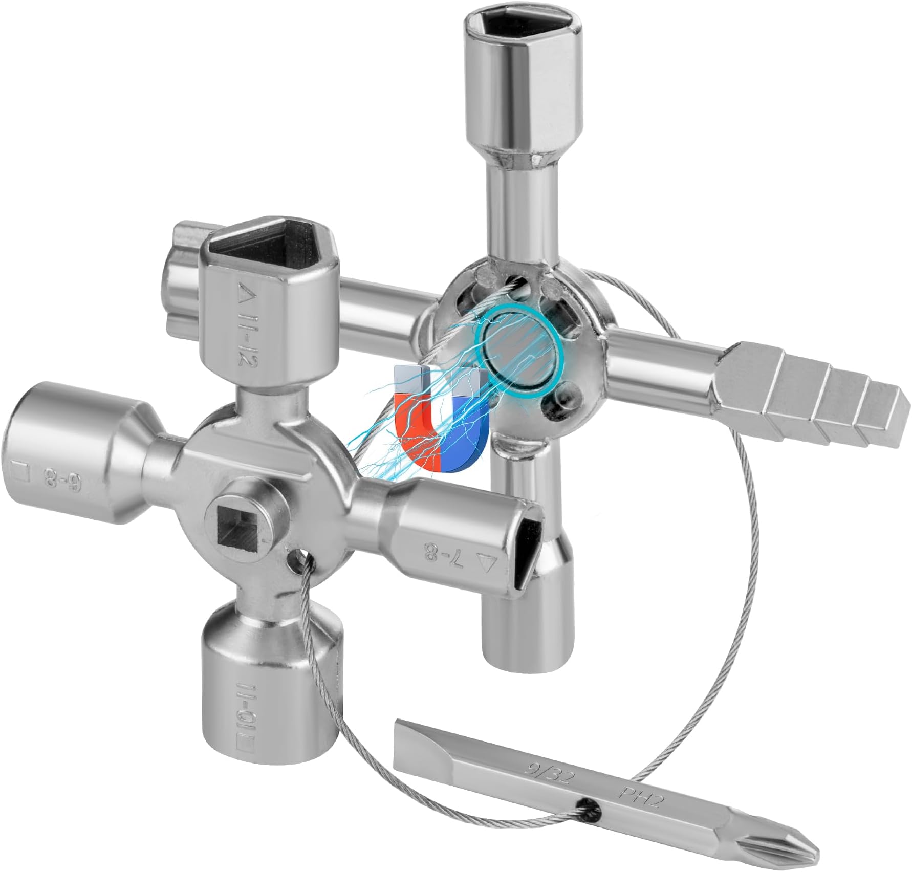 Antrader Silver 4-Way Multi-Functional Utilities Key Triangle/Square ...