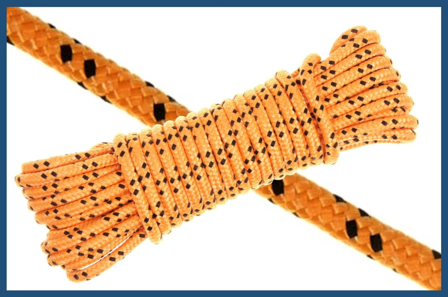 8 mm x 10 m orange polypropylene rope with diamond braid, cable rope ...