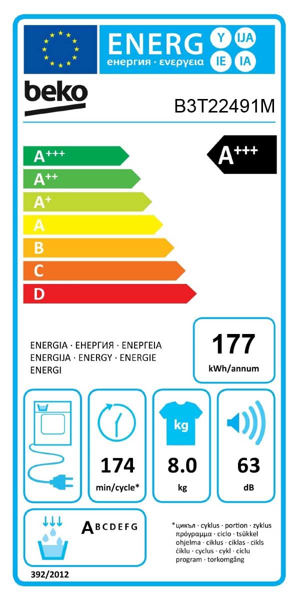 Beko B3T22491M Wäschetrockner Serie b300, 8 kg, Frontlader ...