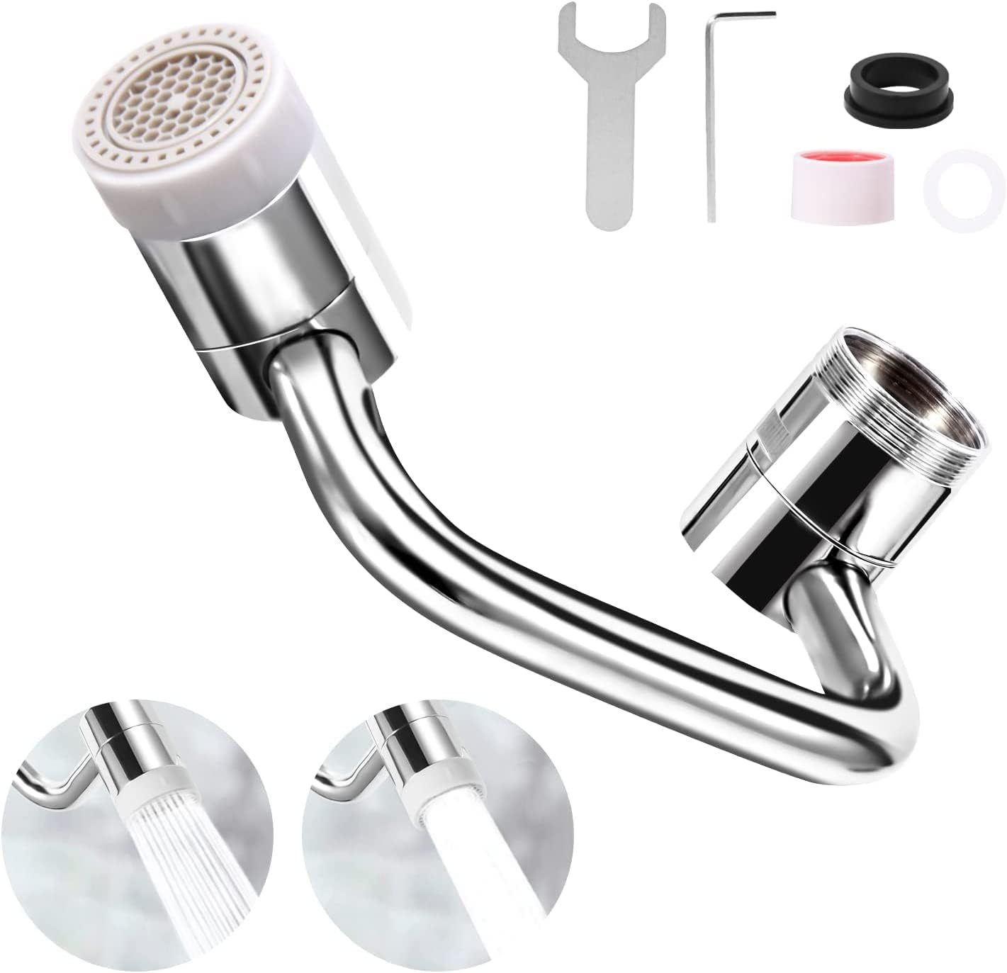 Faucet Extender 1080° Rotating Faucet Aerator - Waycco Universal Swivel ...