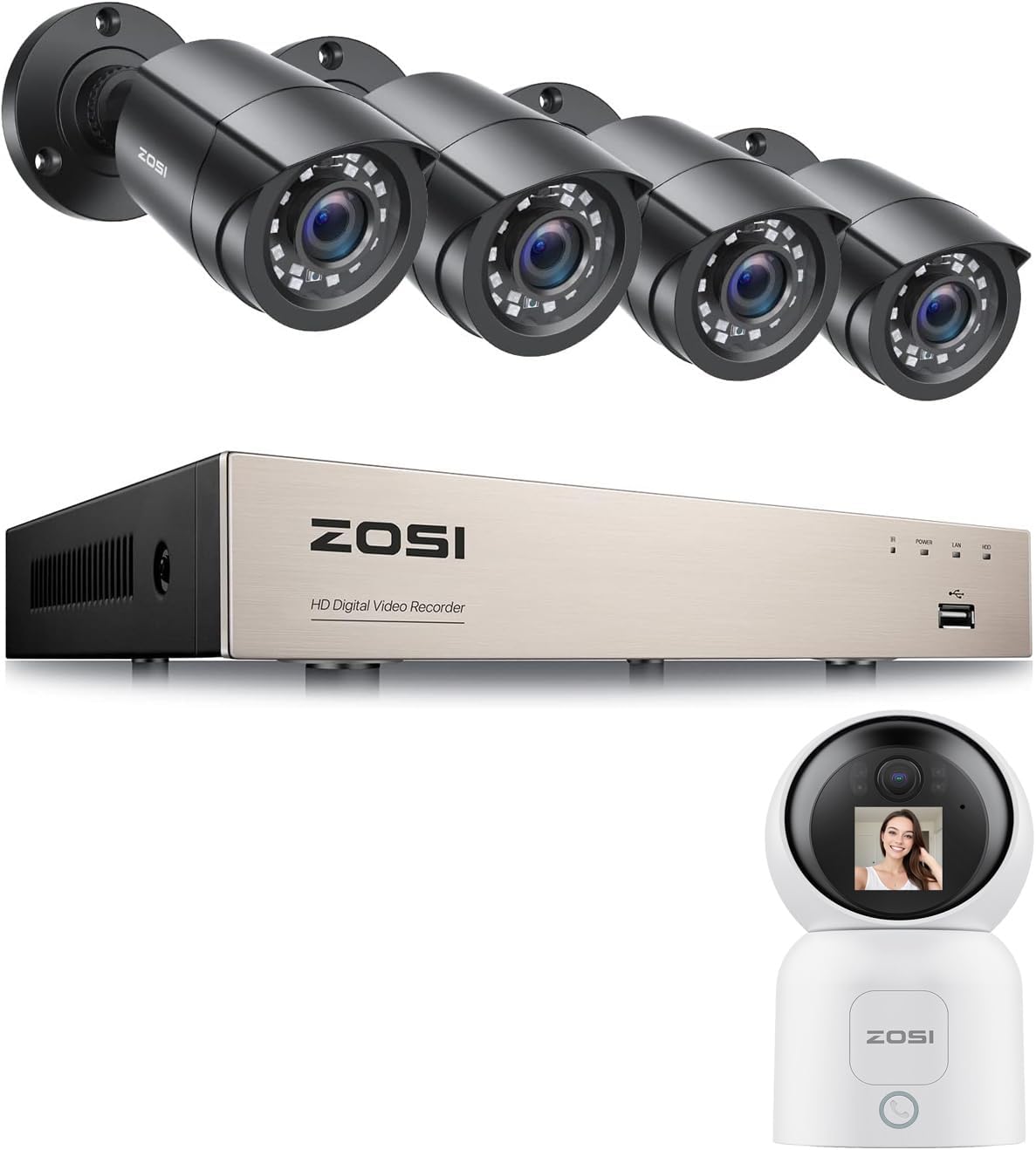 Amazon.com : ZOSI 8CH 3K Lite 4pcs Lite Home Security Camera System,AI ...