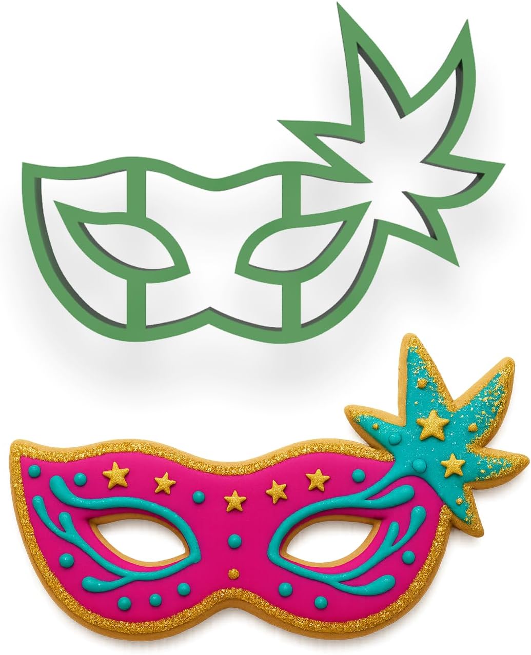 Amazon.com: Mighty Gadget Mardi Gras Masquerade Mask Cookie Cutter ...