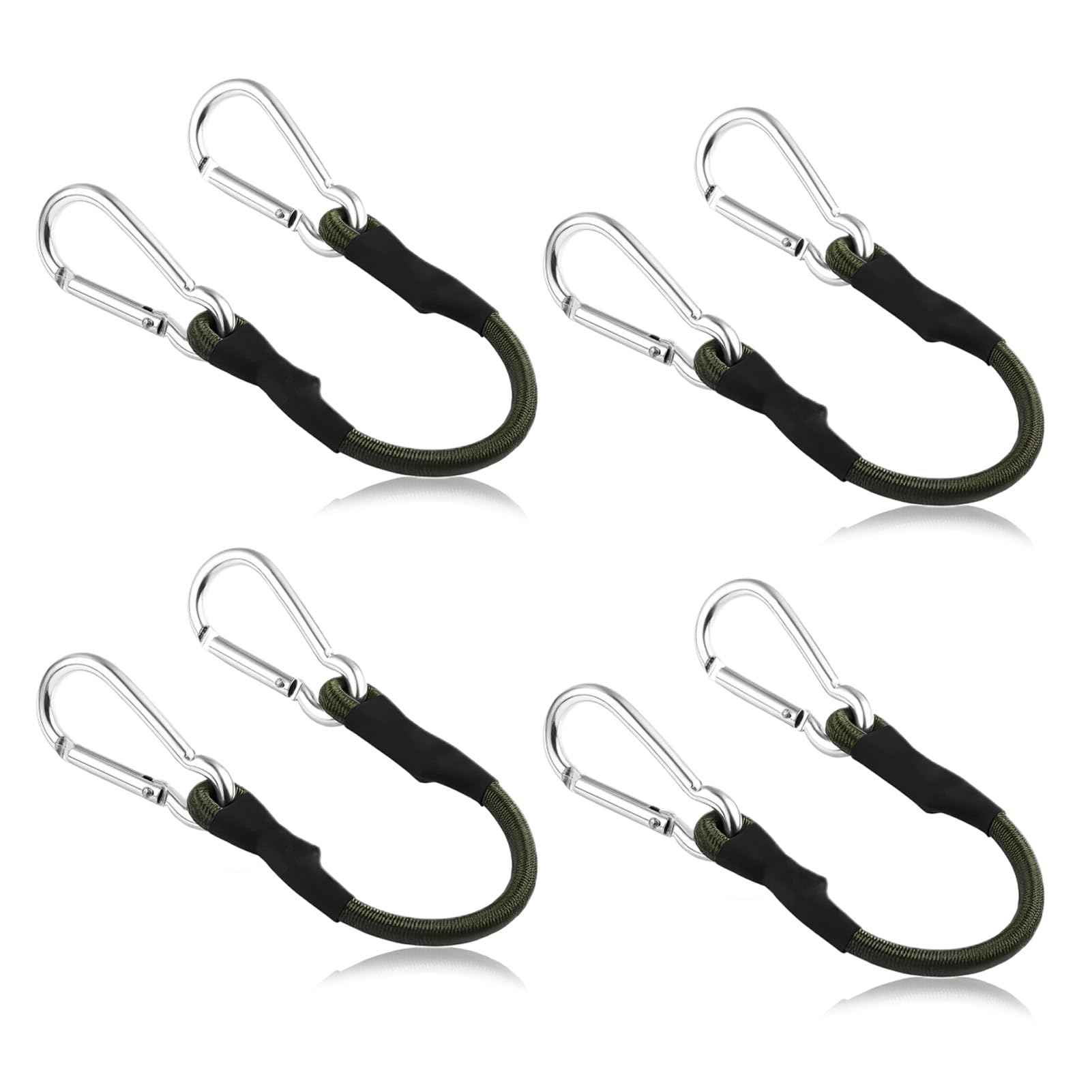 Bungee Cords with Carabiner Clips, 4 Pack Short Bungee Cords 11.8Inch ...