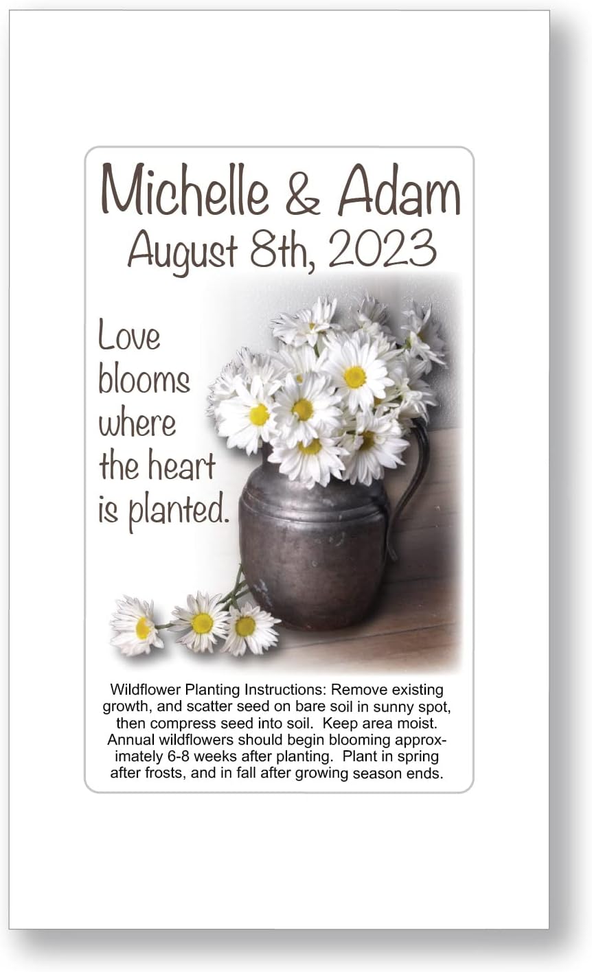 Amazon.com : 50 Personalized Daisy Wedding Seed Packets Bridal Favors ...