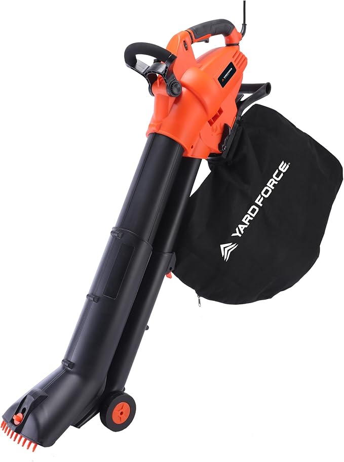 Yard Force 3-in-1 Corded 3000W Blower Vac and Mulcher with 35L collection bag and 100-300 km/h ...