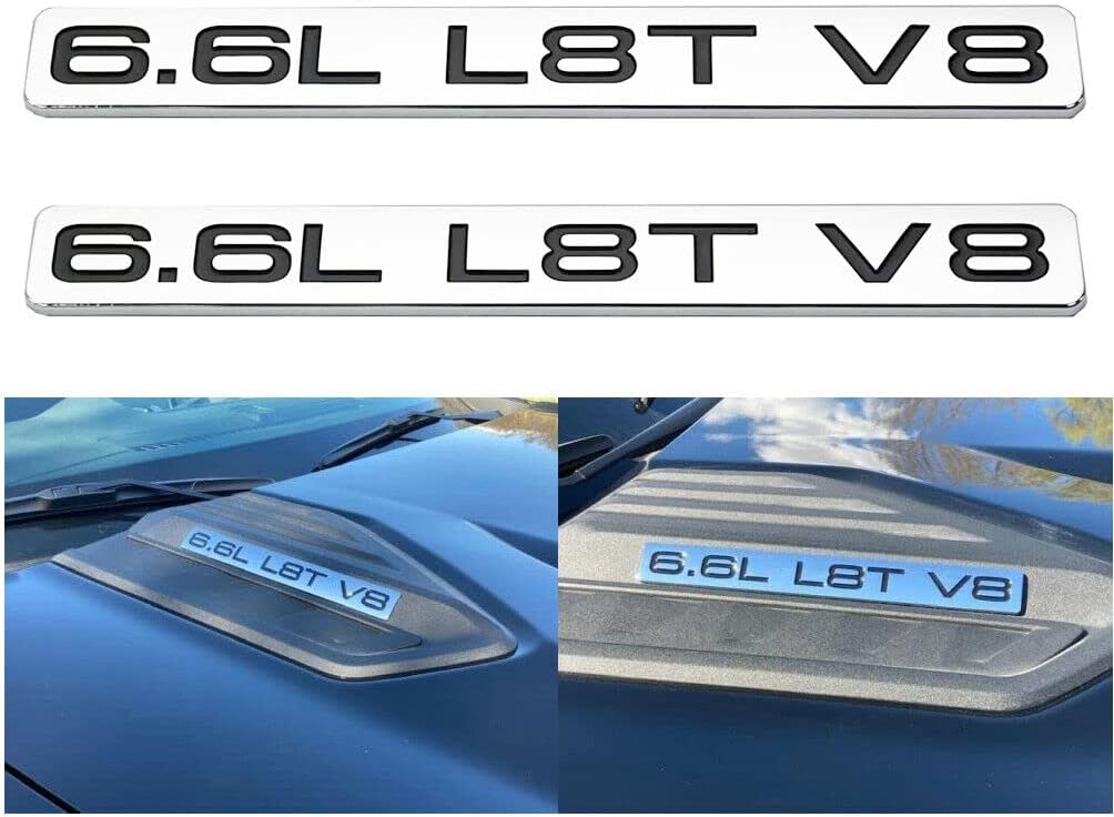 Amazon.com: 2Pcs 6.6L L8T V8 Liter Gas Emblems 3D Engine Hood Badge ...