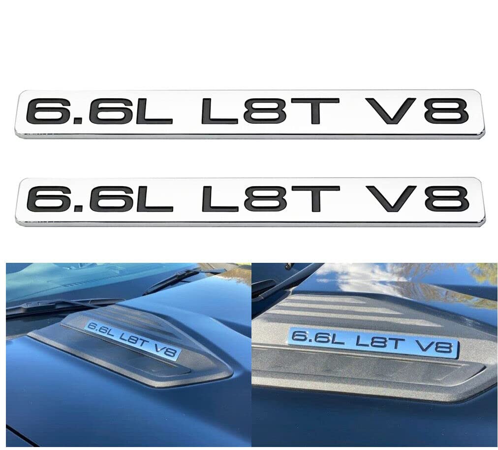 Amazon.com: 2Pcs 6.6L L8T V8 Liter Gas Emblems 3D Engine Hood Badge ...