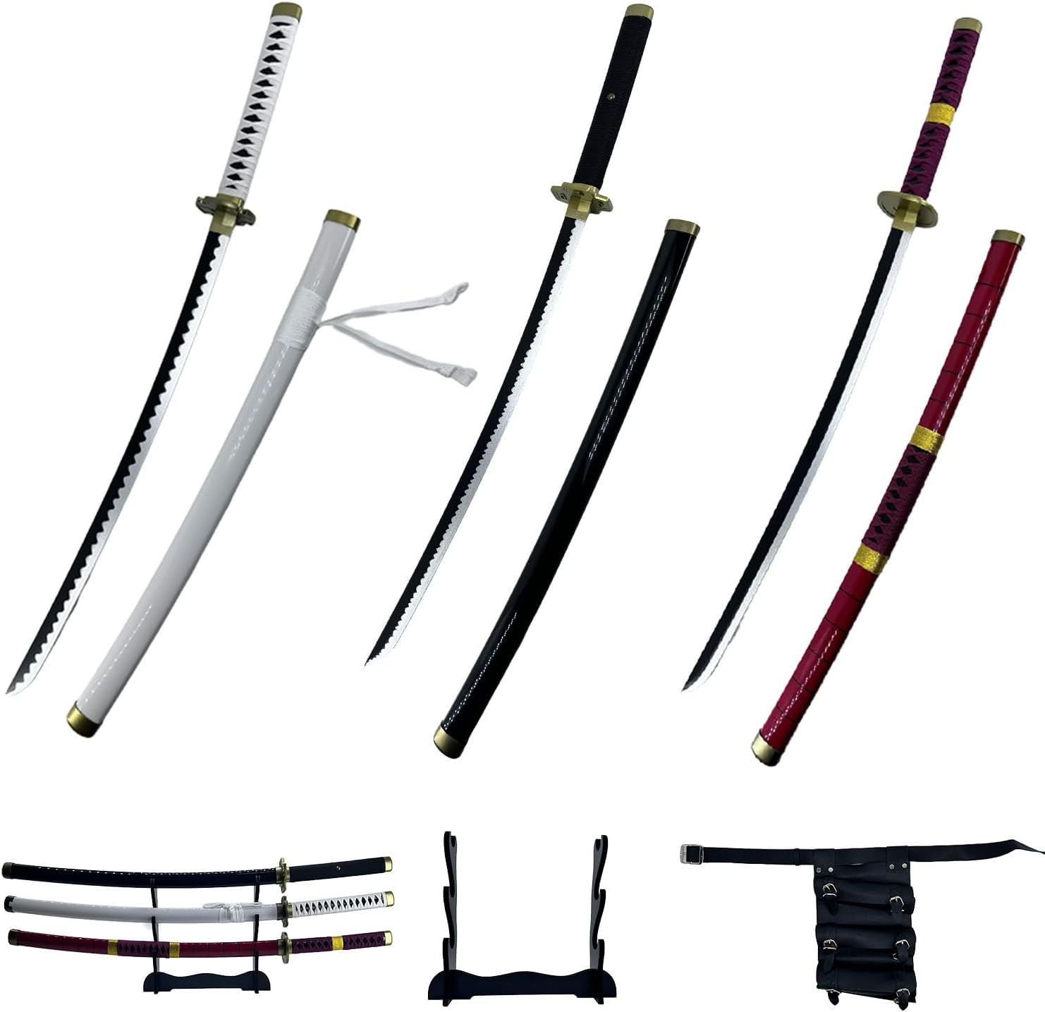 Amazon.com : 3-PC 41'' Anime Cosplay Enma Zoro Sword Yama Cosplay Long ...