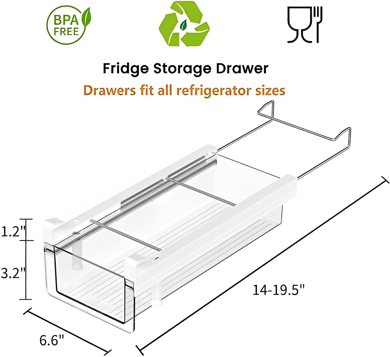 Snapklik.com : Vacane Refrigerator Organizer Bins, Clear Plastic Fridge ...