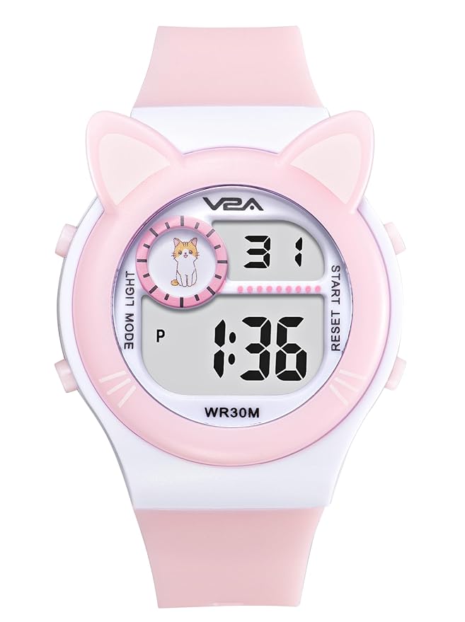V2A Resin Critter Series Girls Digital Watch with Cat Ears for Ages 3 ...