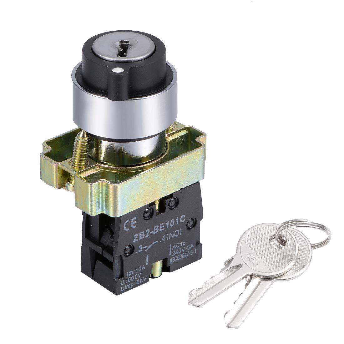uxcell 1Pcs 22mm 2 Position Key Locking Push Button Switch with Keys ...