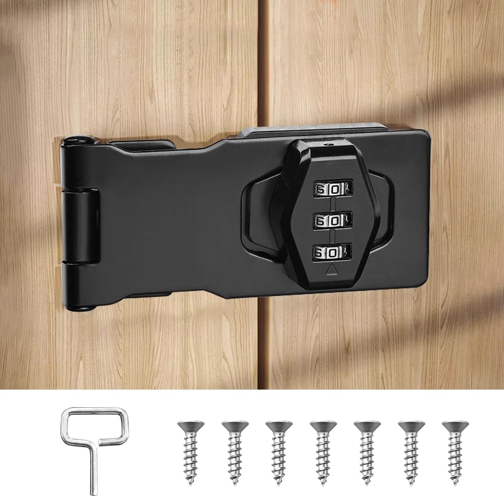 Password Hasp Locks, KYYGKY 3 Inch Rotary Door Lock Hasp Cabinet Door ...