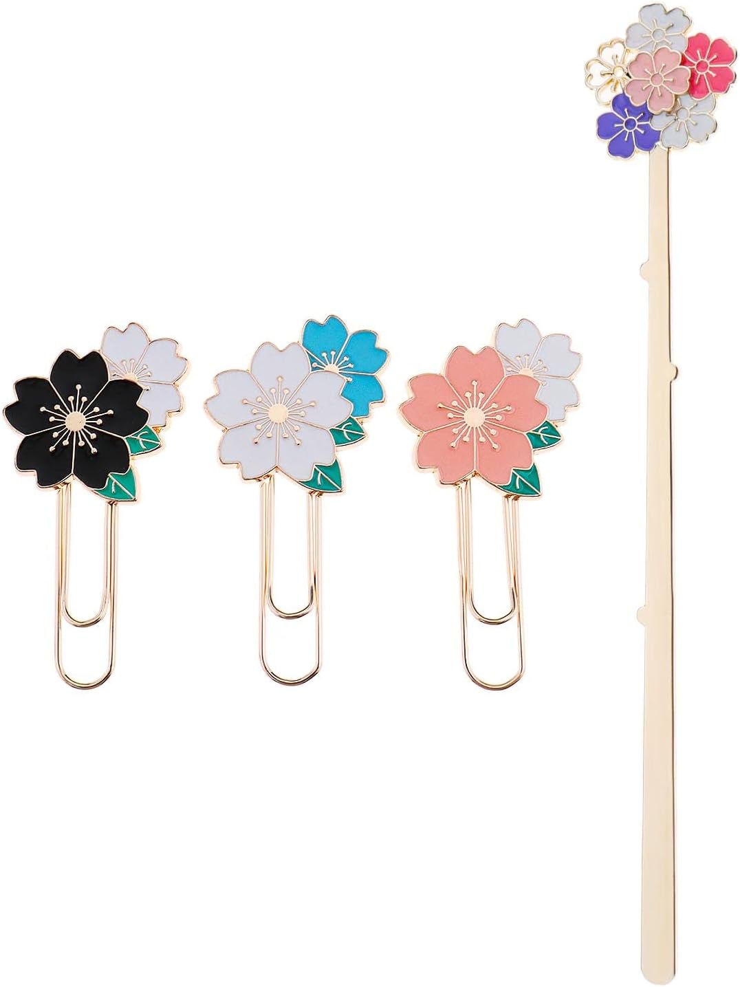 Amazon.com: Create idea 4PCS Flower Bookmark Cherry Blossom Paper Clip ...