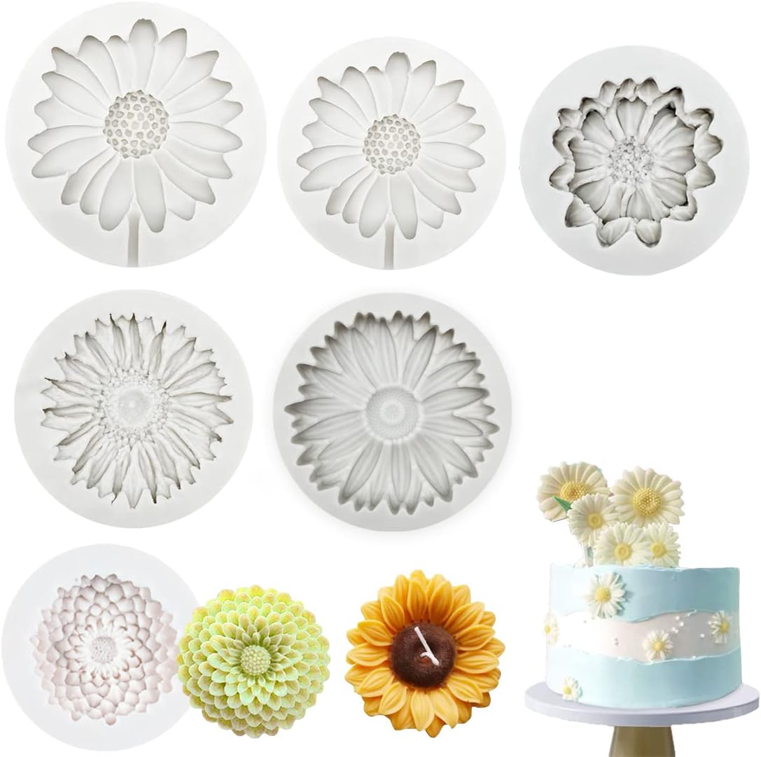 Amazon.com: 5Pcs Flower Molds Silicone Small Flower Chocolate Mold ...