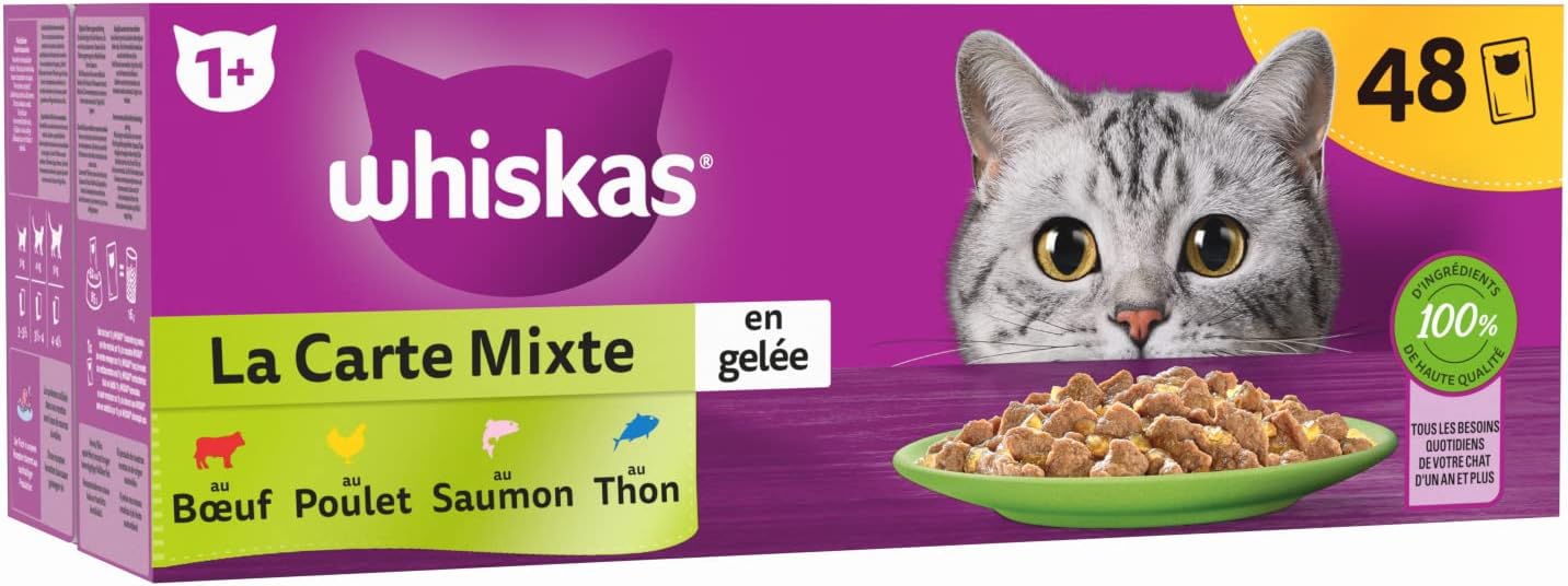 WHISKAS Repas - 48 Sachets Fraîcheur - La Carte Mixte (4 variétés ...
