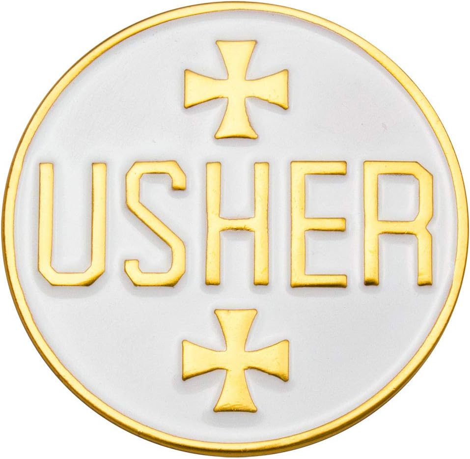 Amazon.com: Gold Usher Pin Tie Clip Back with Cross. Round : Clothing ...