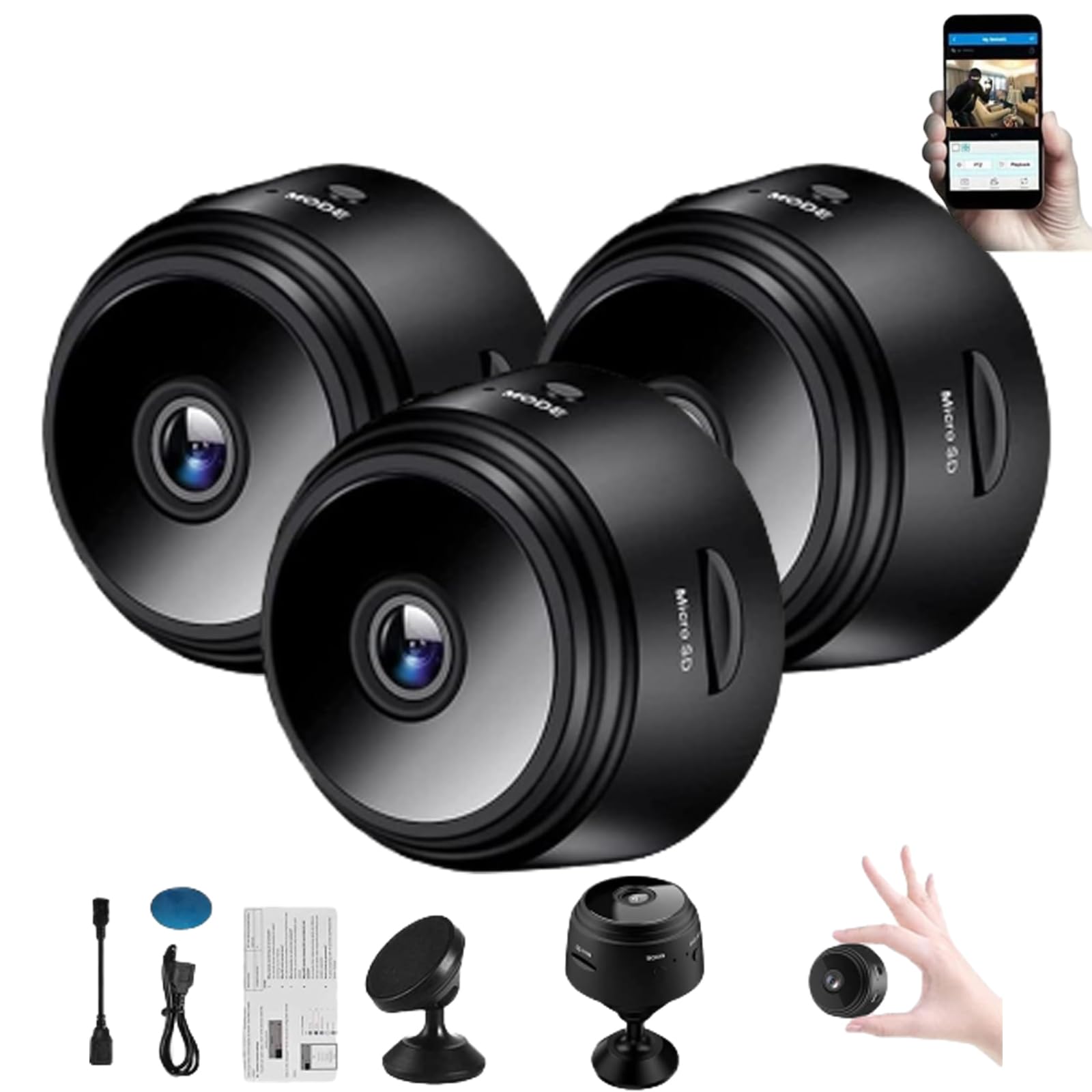 Amazon.com: ruwanol Orbicam Magnetic Mini Security Camera, Pixicam ...