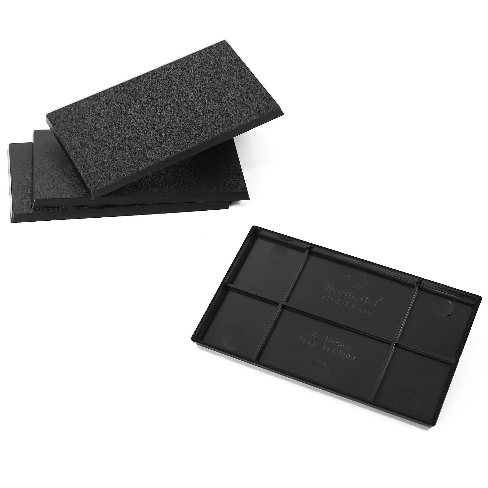 Amazon.com: Evemodel Rectangle Model Bases Black Plastic for Wargames ...