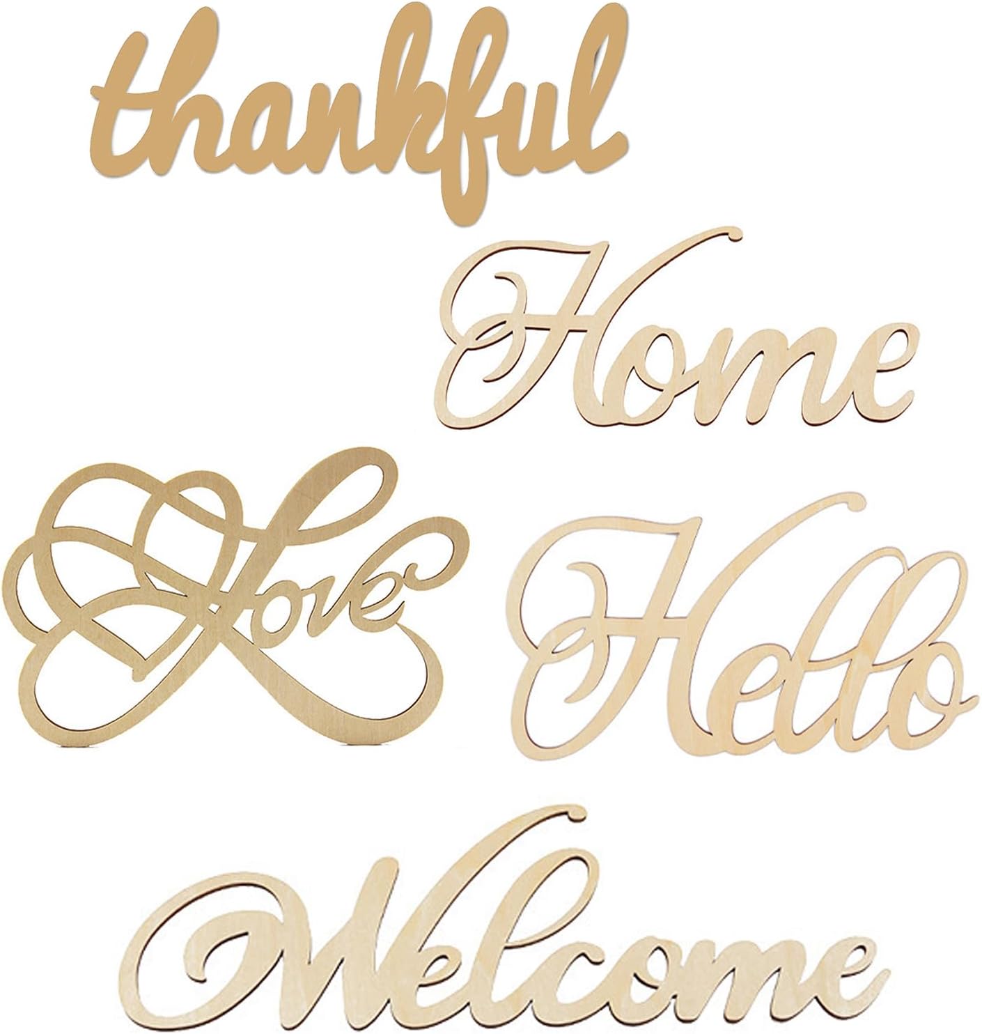 Amazon.com: 8 Pack Wood Hello & Welcome Cutouts Unfinished Wooden Hello ...
