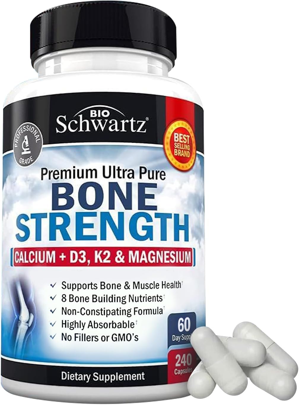 Amazon.com: Bone Strength Supplement with Calcium Magnesium Vitamin D3 K2 Zinc (60 Day Supply) 8 ...