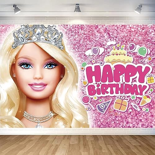 Amazon.com : Pink Theme Backdrops Princess Backdrop for Birthday Party ...