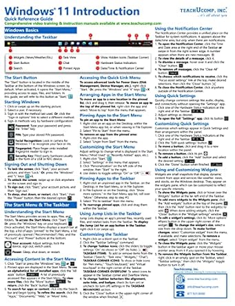Windows 11 Quick Reference Training Tutorial Guide (Cheat Sheet of ...